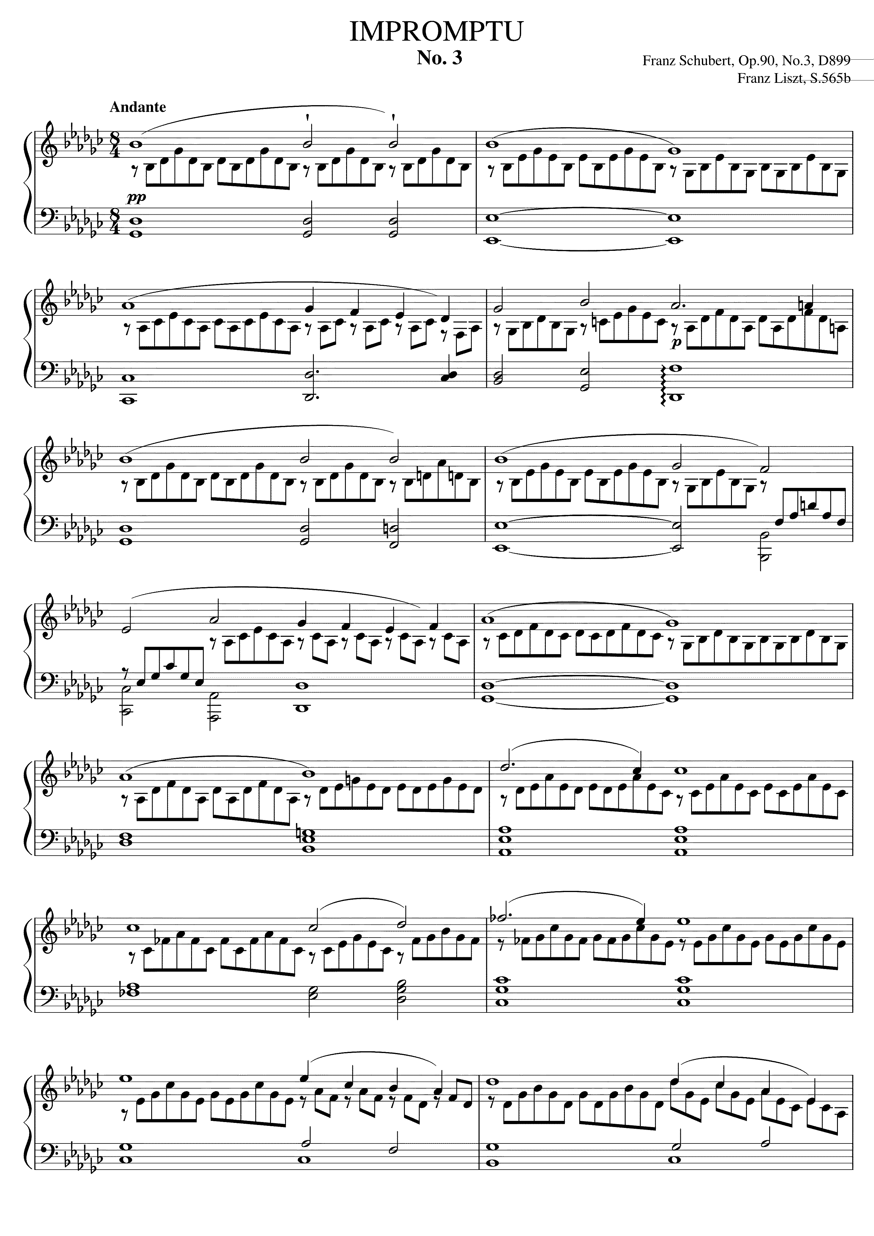 La Partitura de Impromptu Schubert | Partituras.org